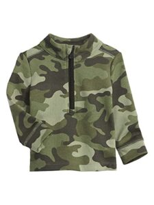 gap baby boys tech mockneck hooded sweatshirt, army jacket green, 3-6 months us