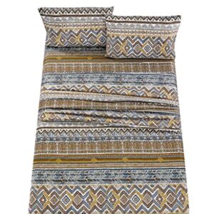 Chezmoi Collection 4-Piece Southwestern Native Tribal Boho Multi-Color Microfiber Printed Bed Sheet Set, King Size