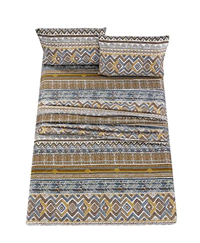 Chezmoi Collection 4-Piece Southwestern Native Tribal Boho Multi-Color Microfiber Printed Bed Sheet Set, King Size