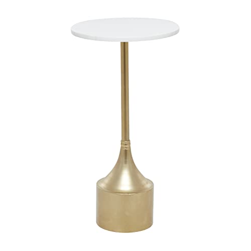 Deco 79 Metal Accent Table with Marble Top, 13" x 13" x 25", Gold