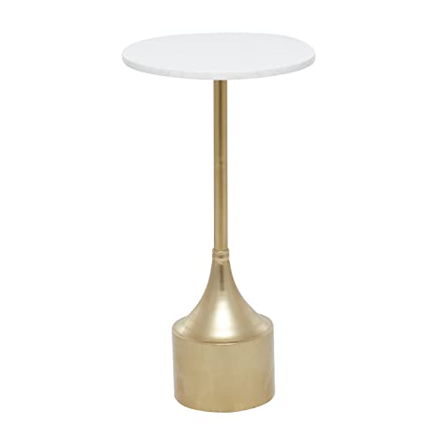 Deco 79 Metal Accent Table with Marble Top, 13" x 13" x 25", Gold