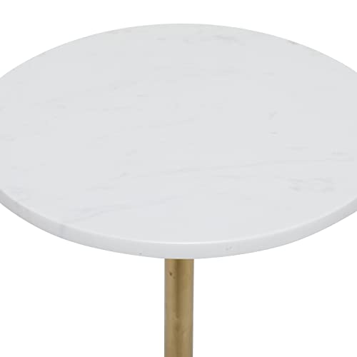 Deco 79 Metal Accent Table with Marble Top, 13" x 13" x 25", Gold