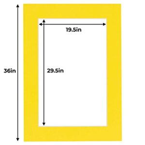 20x30 Mat for 24x36 Frame - Precut Mat Board Acid-Free Yellow 20x30 Photo Matte Made to Fit a 24x36 Picture Frame, Premium Matboard for Family Photos, Show Kits, Art, Picture Framing, Pack of 25 Mats