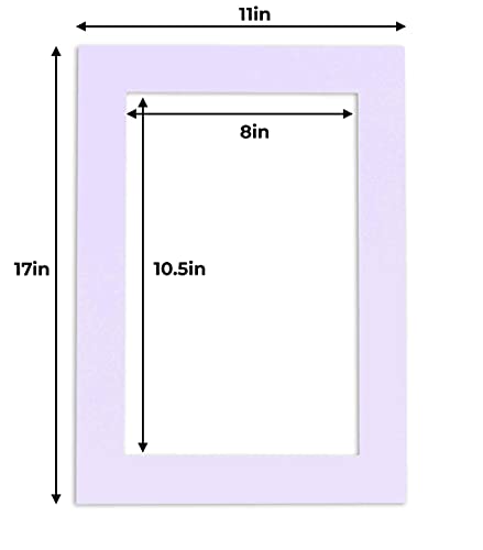 8.5x11 Mat for 11x17 Frame - Precut Mat Board Acid-Free Light Purple 8.5x11 Photo Matte For a 11x17 Picture Frame, Premium Matboard for Family Photos, Show Kits, Art, Picture Framing, Pack of 100 Mats