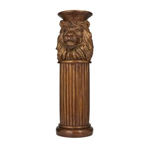 deco 79 polystone lion pedestal table, 8" x 9" x 25", bronze