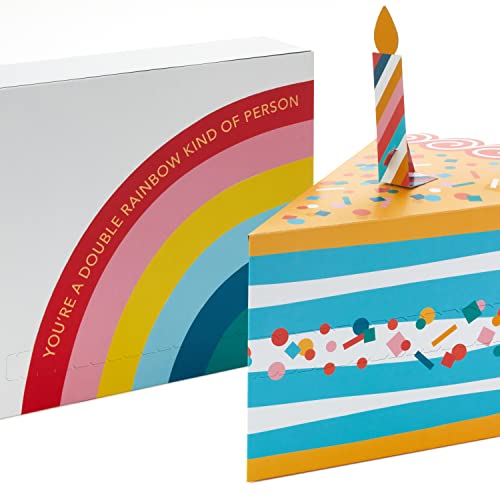 Hallmark Self-Sealing Gift Box Set with Zip Opening (2 Boxes: Rainbow, Birthday Cake) for Kids, Adults, Grandchildren, Teachers