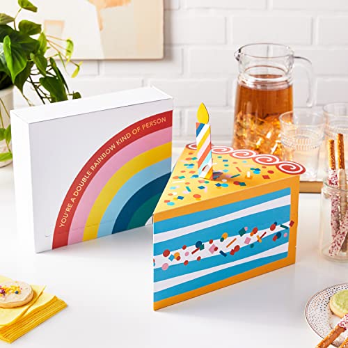 Hallmark Self-Sealing Gift Box Set with Zip Opening (2 Boxes: Rainbow, Birthday Cake) for Kids, Adults, Grandchildren, Teachers