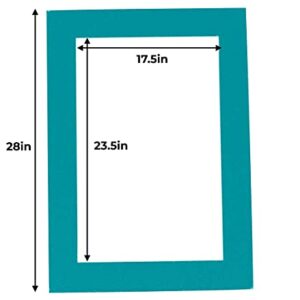 18x24 Mat for 22x28 Frame - Precut Mat Board Acid-Free Teal Blue 18x24 Photo Matte For a 22x28 Picture Frame, Premium Matboard for Family Photos, Show Kits, Art, Picture Framing, Pack of 25 Mats