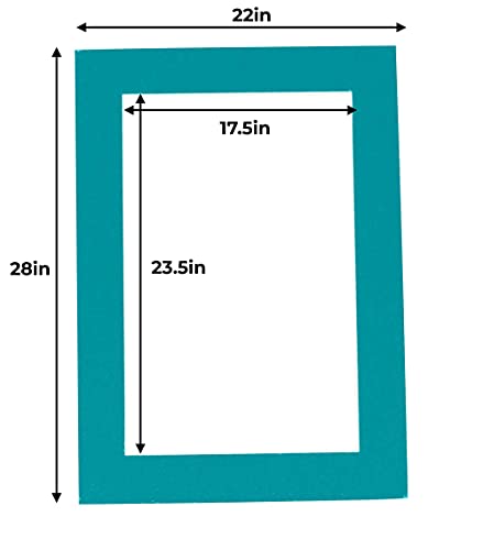 18x24 Mat for 22x28 Frame - Precut Mat Board Acid-Free Teal Blue 18x24 Photo Matte For a 22x28 Picture Frame, Premium Matboard for Family Photos, Show Kits, Art, Picture Framing, Pack of 25 Mats