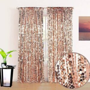 YCC 9FT x 9 FT Big Payette Rose Gold Big Shiny Sequin Backdrop Curtains Background for Party/Christmas/Wedding Photo Booth Shimmer Wall Backdrop Cloth