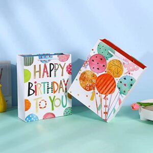 OfficeCastle 4 Pack Large Birthday Gift Bags with Tissue Paper (Rainbow Polka Dots)