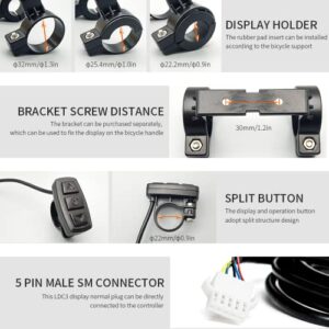 Ebike LCD Display Meter KT-LCD3 24V 36V 48V 52V Electric Bike Conversion Kit Display for KT Controller(LCD3 SM Plug with USB)