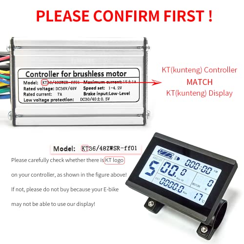 Ebike LCD Display Meter KT-LCD3 24V 36V 48V 52V Electric Bike Conversion Kit Display for KT Controller(LCD3 SM Plug with USB)