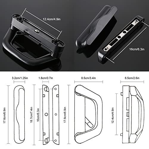 Sliding Patio Door Handle Set with Mortise Lock, Suitable for Sliding Glass Patio Door Thickness from 0.75in to 1.4in, 4-15/16" Screw Holes, Lock Outside, Reversible Design, Non-Keyed, White