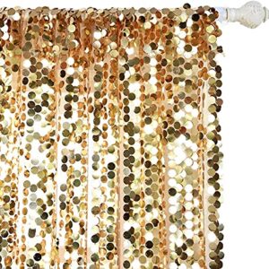 YCC 9FT x 9 FT Gold Big Payette Sequin Curtains with Rod Pocket Panels Curtain