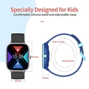 HENGTO Fitness Tracker Watch for Kids, IP68 Waterproof Kids Smart Watch with 1.4" DIY Watch Face 19 Sport Modes, Pedometers, Heart Rate, Sleep Monitor, Great Gift for Boys Girls Teens 6-16 (Black)