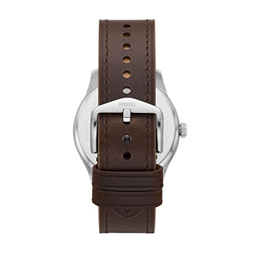 Fossil Men's Dayliner Quartz Stainless Steel and Leather Three-Hand Watch, Color: Silver, Brown (Model: FS5927)