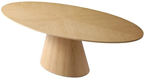 Meridian Furniture Gavin Collection Mid Century Oval White Oak Wood Dining Table, 90" W x 43.5" D x 30" H