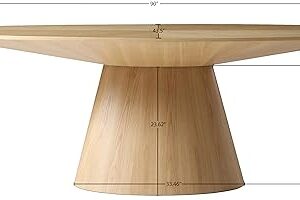 Meridian Furniture Gavin Collection Mid Century Oval White Oak Wood Dining Table, 90" W x 43.5" D x 30" H