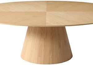 Meridian Furniture Gavin Collection Mid Century Oval White Oak Wood Dining Table, 90" W x 43.5" D x 30" H