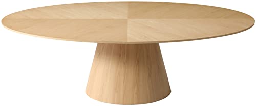 Meridian Furniture Gavin Collection Mid Century Oval White Oak Wood Dining Table, 90" W x 43.5" D x 30" H