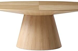 Meridian Furniture Gavin Collection Mid Century Oval White Oak Wood Dining Table, 90" W x 43.5" D x 30" H