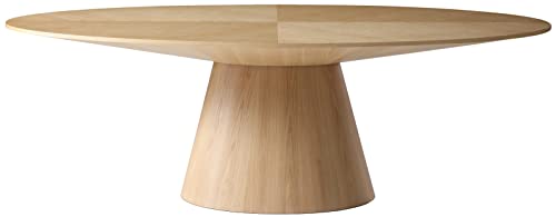 Meridian Furniture Gavin Collection Mid Century Oval White Oak Wood Dining Table, 90" W x 43.5" D x 30" H