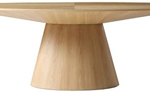 Meridian Furniture Gavin Collection Mid Century Oval White Oak Wood Dining Table, 90" W x 43.5" D x 30" H