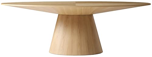 Meridian Furniture Gavin Collection Mid Century Oval White Oak Wood Dining Table, 90" W x 43.5" D x 30" H