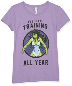 marvel girl's she hulk vintage training t-shirt, pur berry, medium