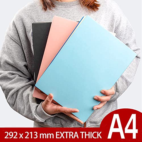 UIRIO Thick Journal Notebook | A4 Large 8 x11.5 inches Wide Ruled Paper | Soft Faux Leather Cover 400-Pages, Ideal for Writing, School, Work, Men, Women (Black)