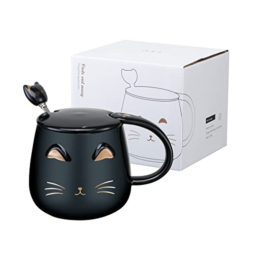 Phitihui Black Cat Mug, Cute Kitty Mugs, Novelty Coffee Mug Cup, Valentine's Mother's Day Gifts for Women Wife Mom Her Grandma Girl Teacher Friend, Present Idea for Birthday Halloween Christmas