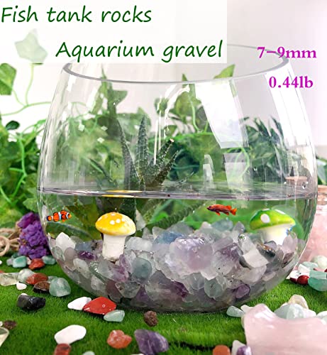 Fluorite Aquarium Gravel Rocks Natural Tumbled Healing Crystal Chips Bulk Gemstones Tumbled Crushed Stones for Fountain Vase Filler Planters Decorative Fish Tank Potted Reiki Energy Balancing 0.44lb