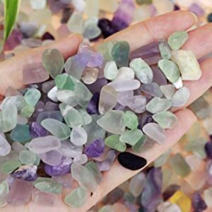 Fluorite Aquarium Gravel Rocks Natural Tumbled Healing Crystal Chips Bulk Gemstones Tumbled Crushed Stones for Fountain Vase Filler Planters Decorative Fish Tank Potted Reiki Energy Balancing 0.44lb