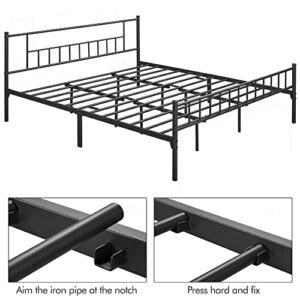 Topeakmart King Size Metal Bed Frame, Platform Bed Frame with Headboard and Footboard/No Box Spring Needed/Steel Slat Support/Under Bed Storage/Black