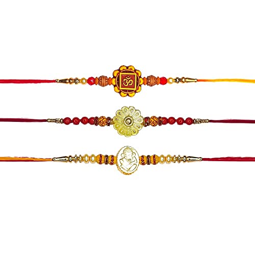 SHREESHANAIK Premium Rakhi Set Rakhi for Brother and Bhabhi, Rakhi Bracelet Rakhi for Raksha Bandhan Festival | Bracelets Rakhi | Best Gift for Brothers | Indian Rakhi. Pack of 3