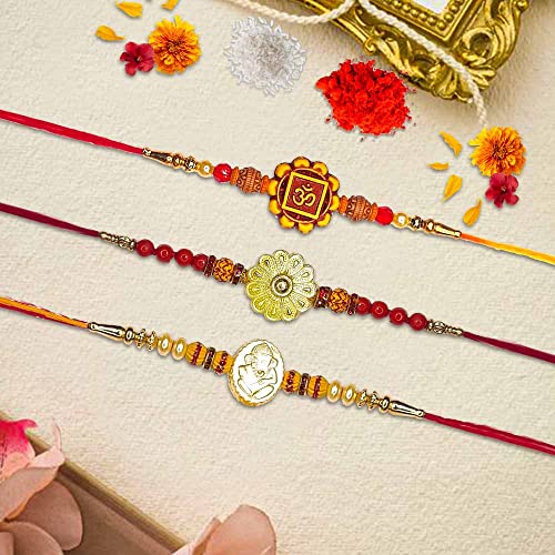 SHREESHANAIK Premium Rakhi Set Rakhi for Brother and Bhabhi, Rakhi Bracelet Rakhi for Raksha Bandhan Festival | Bracelets Rakhi | Best Gift for Brothers | Indian Rakhi. Pack of 3