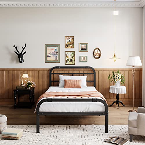 Artimorany Twin XL Bed Frame with Headboard and Footboard, 14 Inch Heavy Duty, XL Twin Bed Frame Mattress Foundation, Noise Free, No Box Spring Needed, Easy Assembly, Black