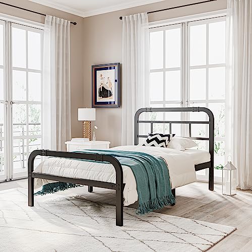 Artimorany Twin XL Bed Frame with Headboard and Footboard, 14 Inch Heavy Duty, XL Twin Bed Frame Mattress Foundation, Noise Free, No Box Spring Needed, Easy Assembly, Black