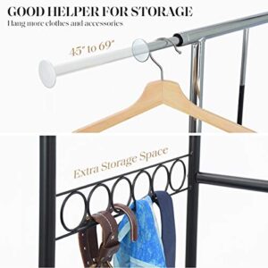 LIFEFAIR 500 lbs Capacity Heavy Duty Clothing Rack, Garment Rack for Hanging Clothes Freestanding on Wheels Collapsible Portable Rolling Clothes Rack for Bedroom Living Room