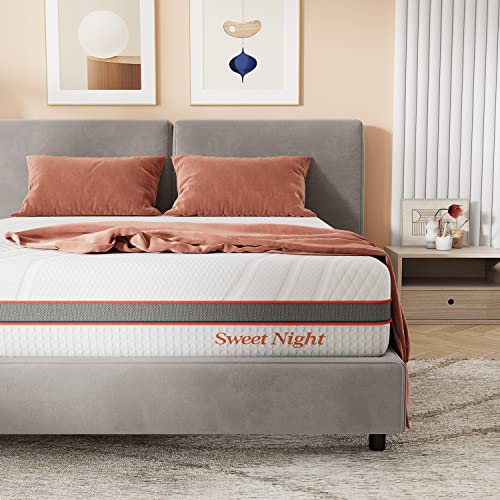 Sweetnight King Size Mattress, 12 Inch Gel Memory Foam Mattress in a Box for Cooling Sleep, Flippable Mattress with Two Firmness Preference, Motion Isolation