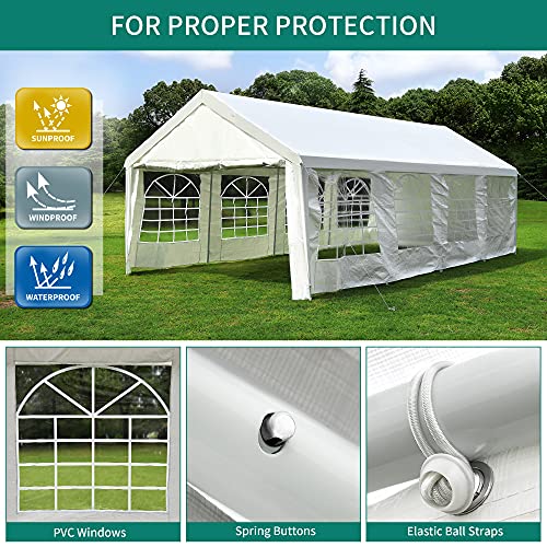 YITAHOME 13'x 26' Party Tent Heavy Duty Wedding Tent Outdoor Canopy Event Shelters Upgraded Galvanized Carport with Removable Sidewall Windows for Commercial, Parties, White