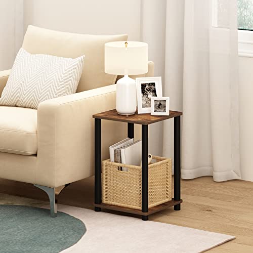 Furinno Turn-N-Tube Haydn End Table, Amber Pine/Black