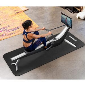 JISHAHS Universal Indoor Rowing Machine Mat- 8.5 x 2.3 FT Exercise Equipment Mat for Concept 2, Nordictrac, Sunny, Hydrow etc. Extra Long Non-Slip and Waterproof, Under Rower Floors Protection