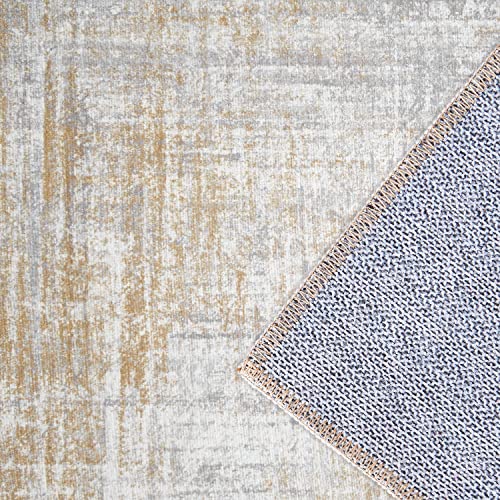 jinchan Area Rug 5x7 Abstract Sketch Distressed Taupe Multi Print Non-Slip Washable Rug Bedroom Thin Rug Colorful Overdyed Mat Kitchen Rug Contemporary Carpet Living Room Play Mat