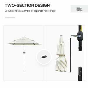 Outsunny 9FT 3 Tiers Patio Umbrella Outdoor Market Umbrella with Crank, Push Button Tilt for Deck, Backyard and Lawn, Beige