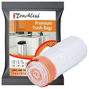 itouchless tall 18 gallon trash bags, 40 count, extra-large strong bathroom kitchen garbage can bin liners, for rubbish recycling compost in the home, office, clear