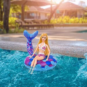 ZITA ELEMENT 9 Pcs Cute 11.5 Inch Girl Doll Float Swimming Pool Floaties Party Ring Inflatable Drink Holder for 11.5" Girl Dolls Pool Float Toys