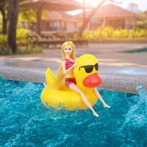 ZITA ELEMENT 9 Pcs Cute 11.5 Inch Girl Doll Float Swimming Pool Floaties Party Ring Inflatable Drink Holder for 11.5" Girl Dolls Pool Float Toys