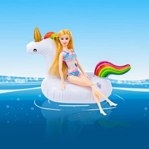 ZITA ELEMENT 9 Pcs Cute 11.5 Inch Girl Doll Float Swimming Pool Floaties Party Ring Inflatable Drink Holder for 11.5" Girl Dolls Pool Float Toys